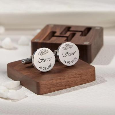 China Initials Engraved Wedding Present Engraved Cufflinks For Groomsmen for sale