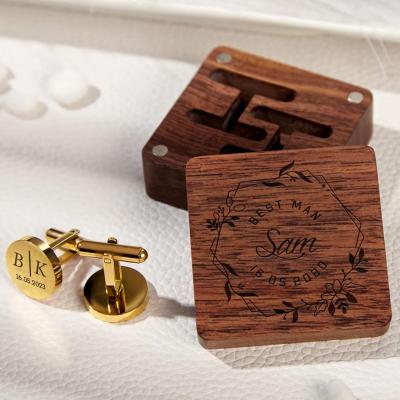 China Initials Engraved Wedding Present Engraved Cufflinks For Groomsmen for sale