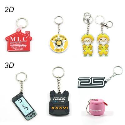 China Custom Logo Silicone Keychain Cartoon 2d 3d Soft Pvc Keychain Rubber Gift Key Chain for sale