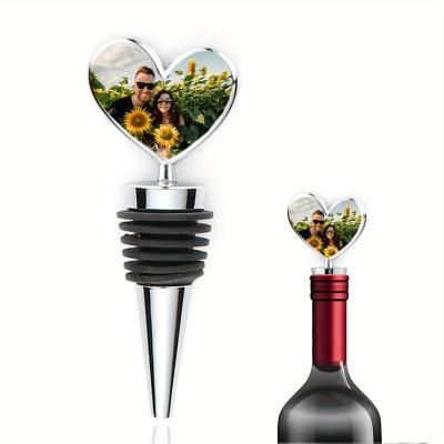 Foto e nome personalizados Parafuso de vinho Ideal presente do dia dos namorados com cortiça de silicone reutilizável
