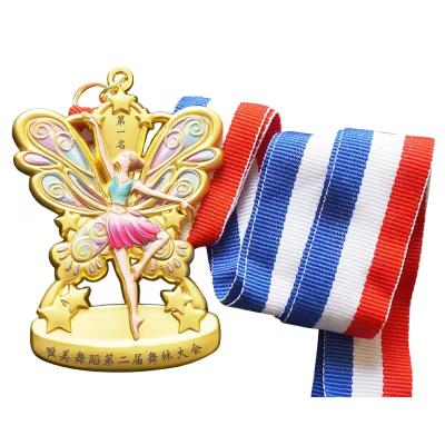 China Wholesale Bulk Metal Medals 3D Enamel Souvenir Award Technique Challenge Coin Dancing  Zinc Alloy Medal with UV Printing Casting for sale
